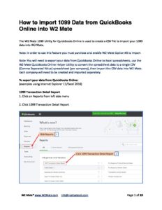 How to Import 1099 Data from QuickBooks Online into W2 Mate - W2 Mate® Software Tutorials